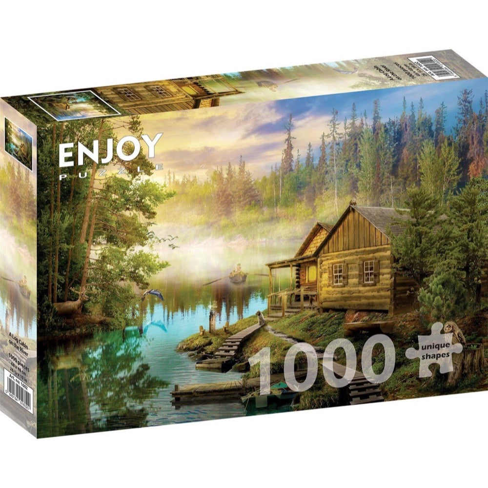 Enjoy A Log Cabin on the River 1000pc Jigsaw Puzzle – Weekend Hub