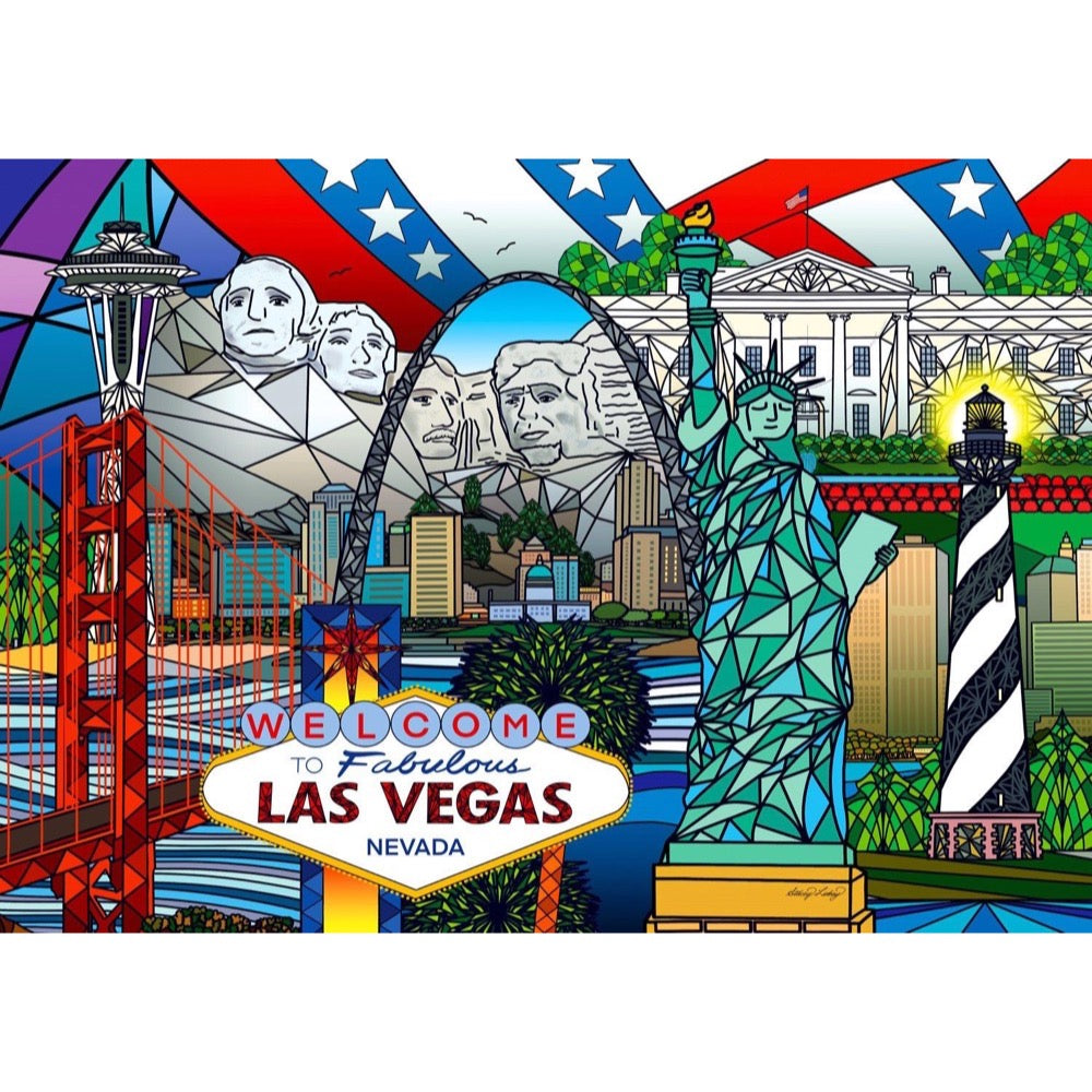 Enjoy American Landmarks Collage 1000pc Jigsaw Puzzle – Weekend Hub